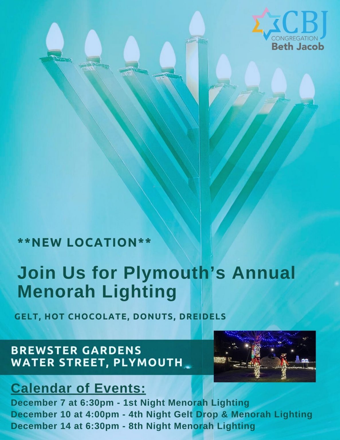 Menorah Lighting at Brewster Gardens – Chanukah 4th night with Gelt ...